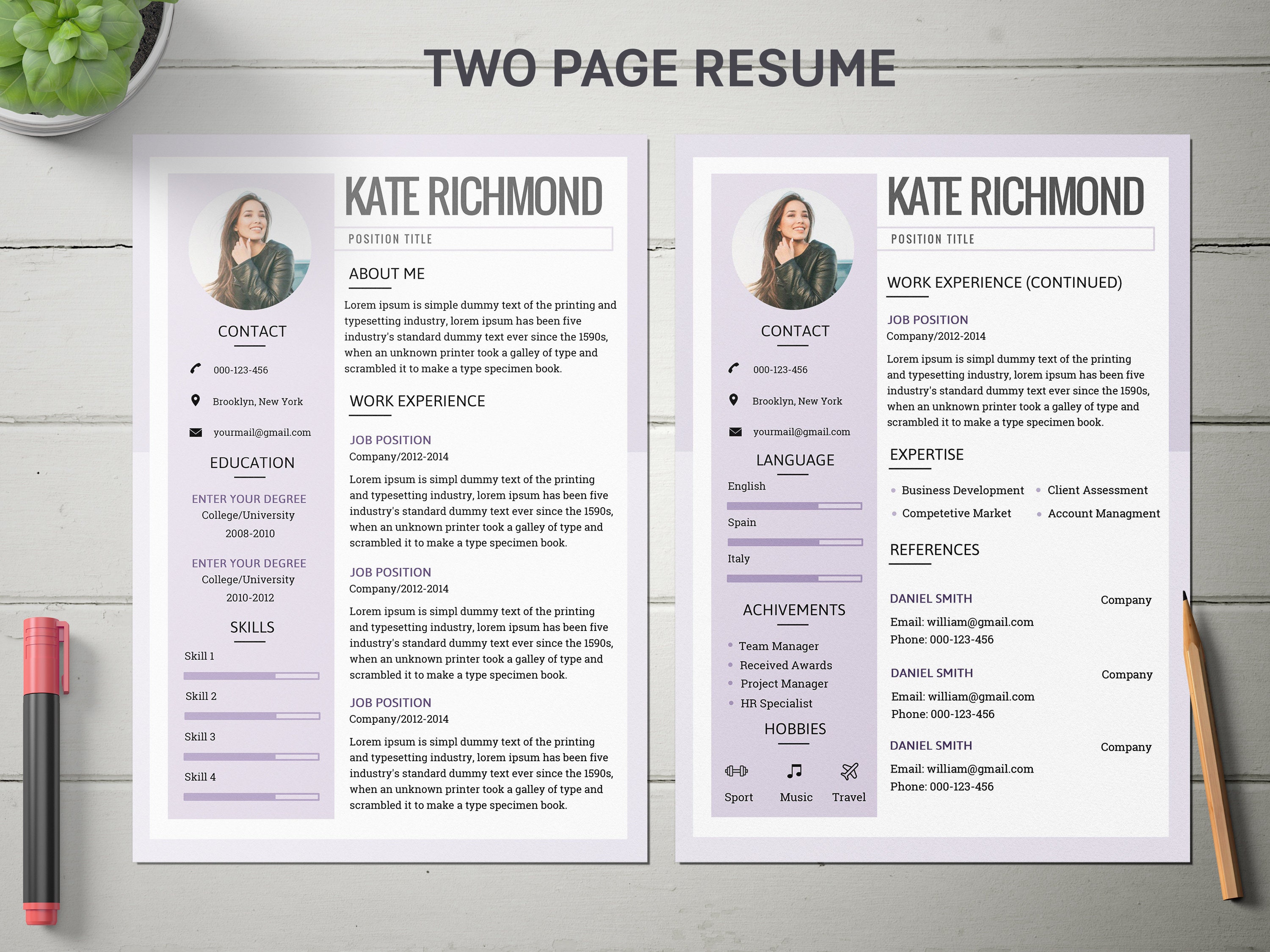 Professional Resume Template Digital Resume Template CV | Etsy