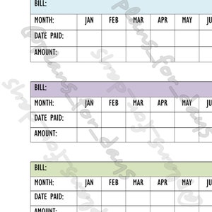 Bill Tracking Sheet Pastel works in Classic Happy Planner - Etsy