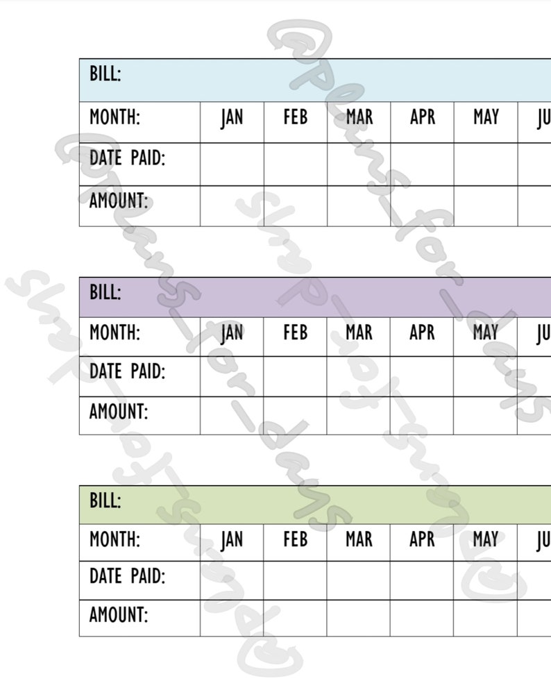 Bill Tracking Sheet - Pastel (works in Classic Happy Planner!) - Etsy