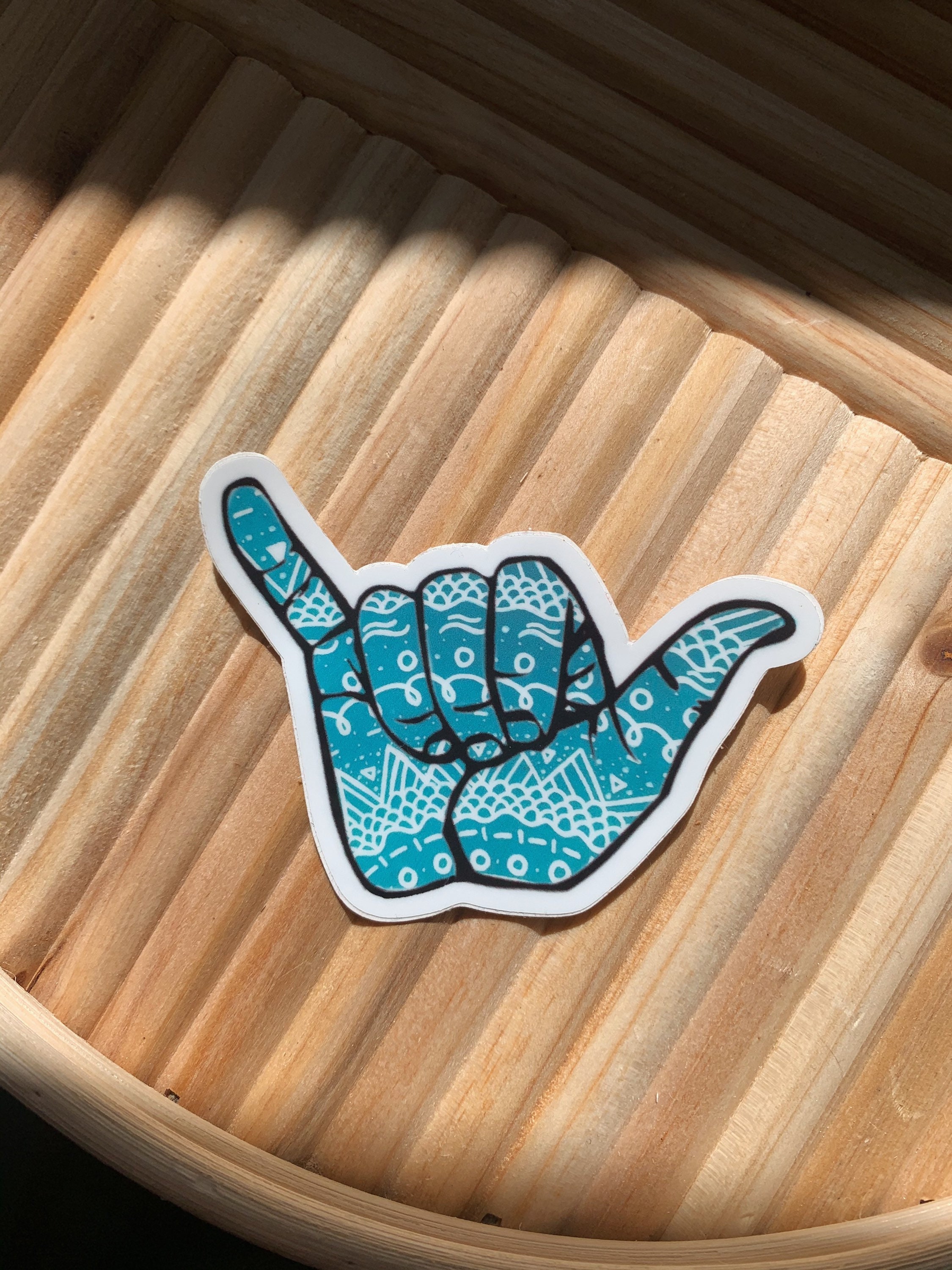 Teal Shaka/hang Loose Sticker WATERPROOF | Etsy