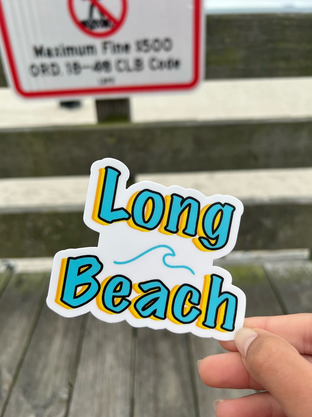Long Beach, NY or CA Waterproof Sticker - Etsy