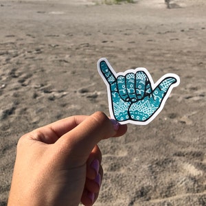 Teal Shaka/hang Loose Sticker WATERPROOF - Etsy
