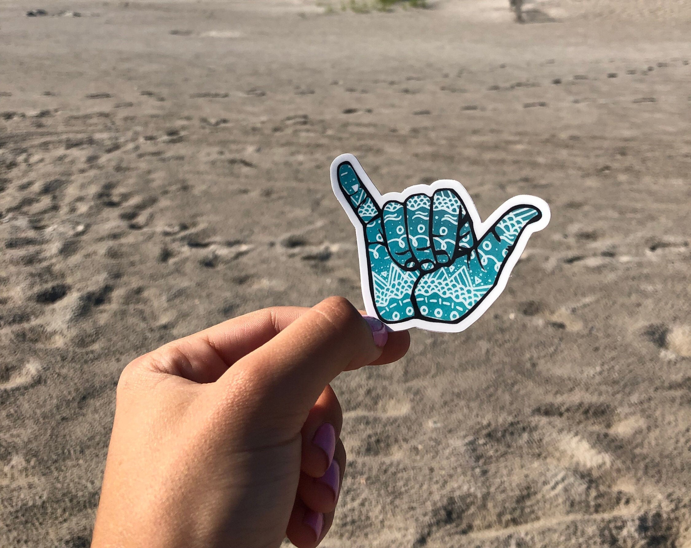 Teal Shaka/hang Loose Sticker WATERPROOF | Etsy