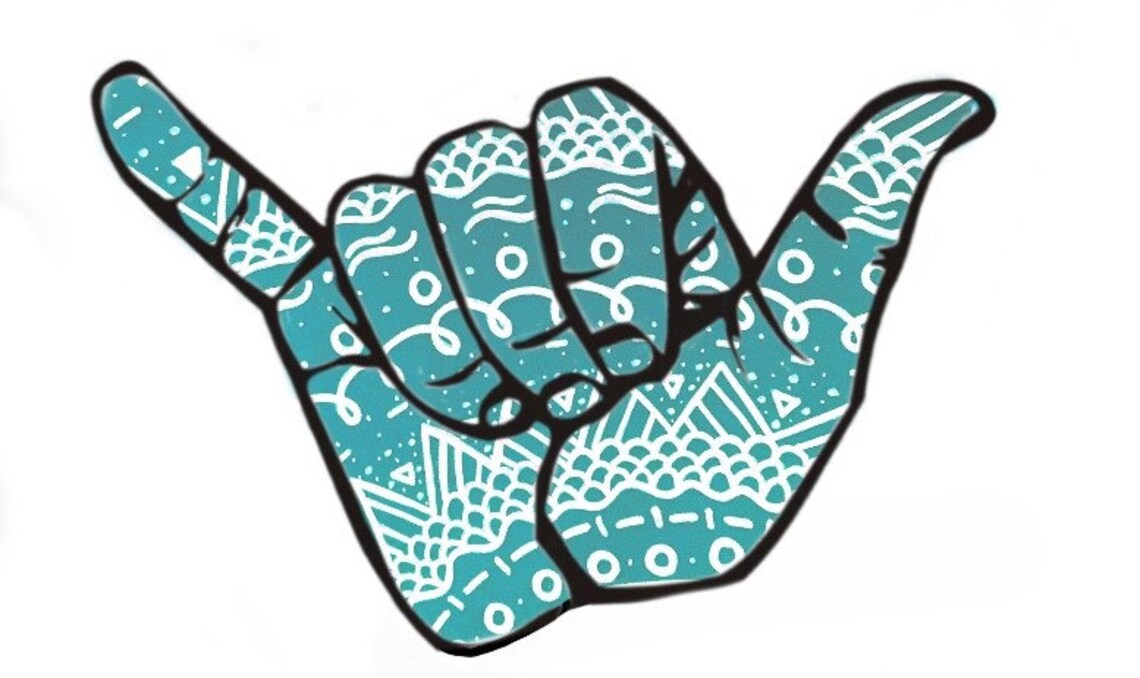 Teal Shaka/hang Loose Sticker WATERPROOF | Etsy