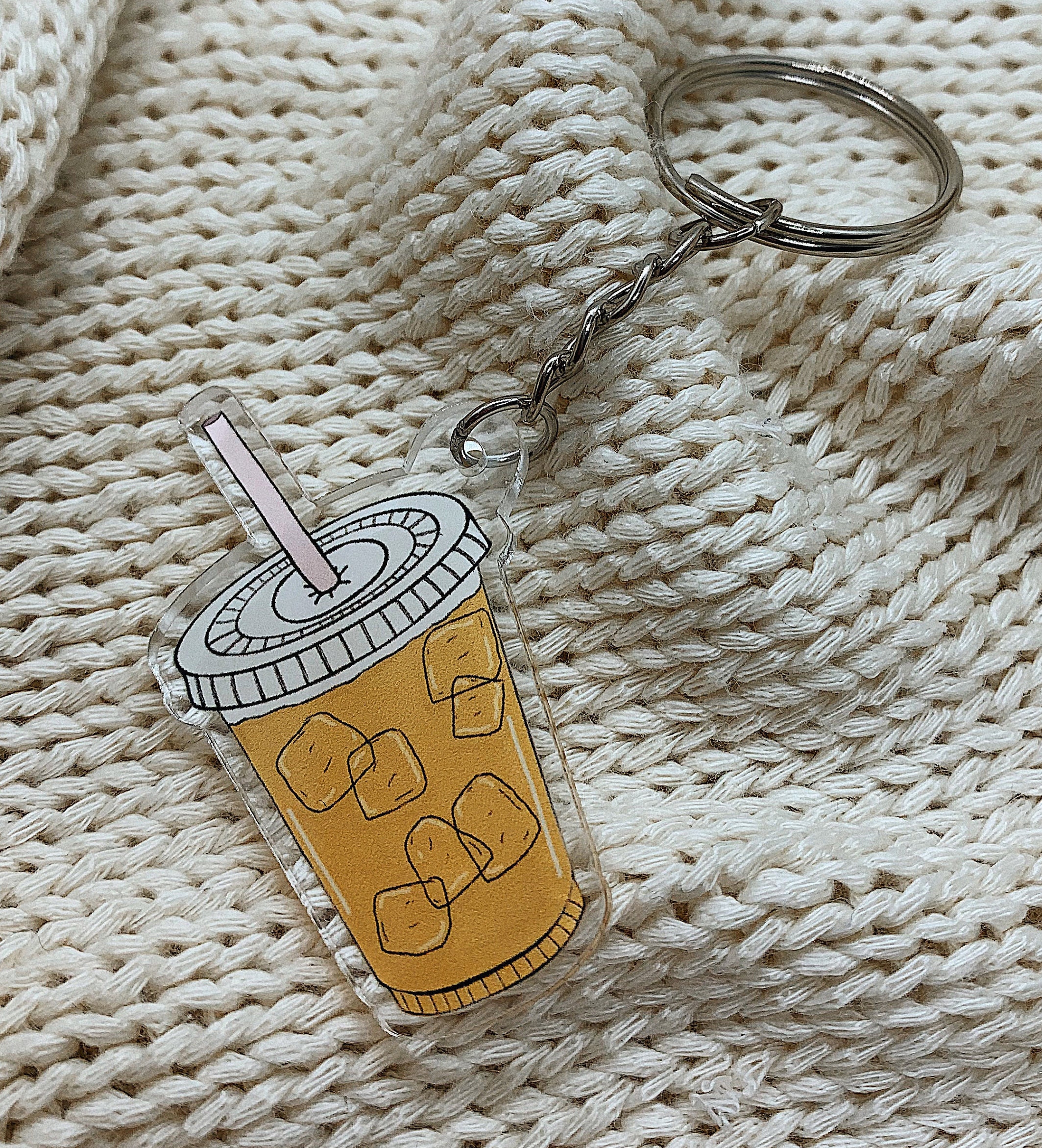 Acrylic Iced Coffee Keychain - Etsy