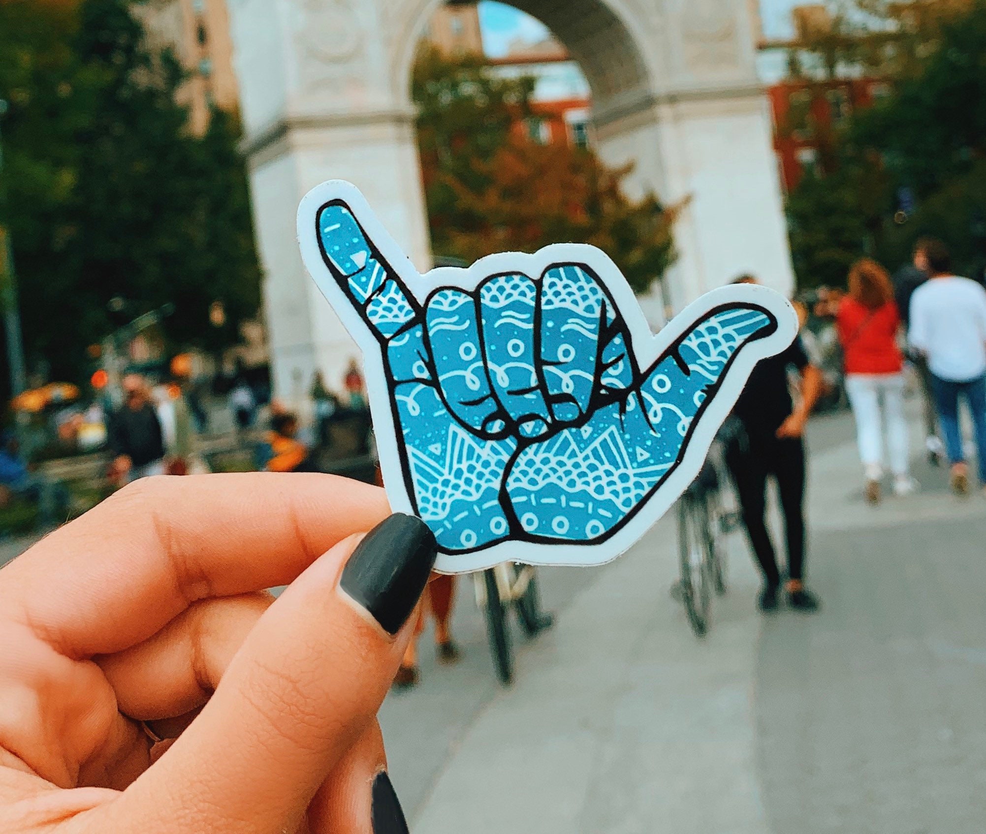 Teal Shaka/hang Loose Sticker WATERPROOF | Etsy