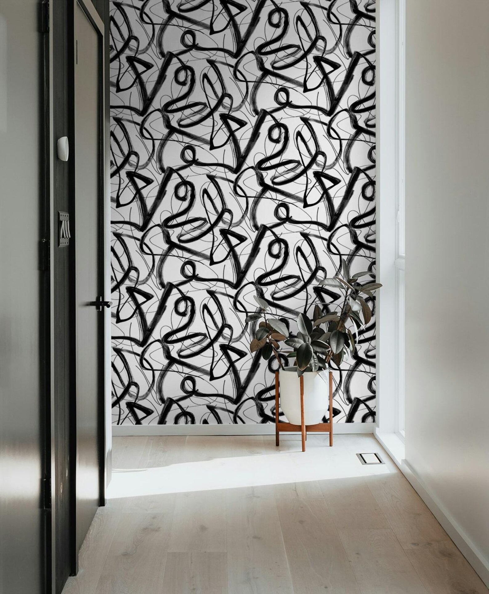 Abstract Peel and Stick Wallpaper Black White Self Adhesive Renter ...