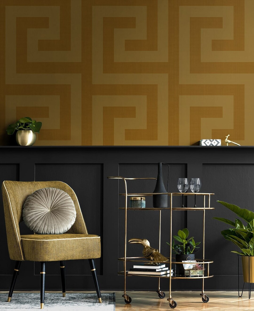 Geometric Peel and Stick Wallpaper Gold Self Adhesive Renter Friendly ...