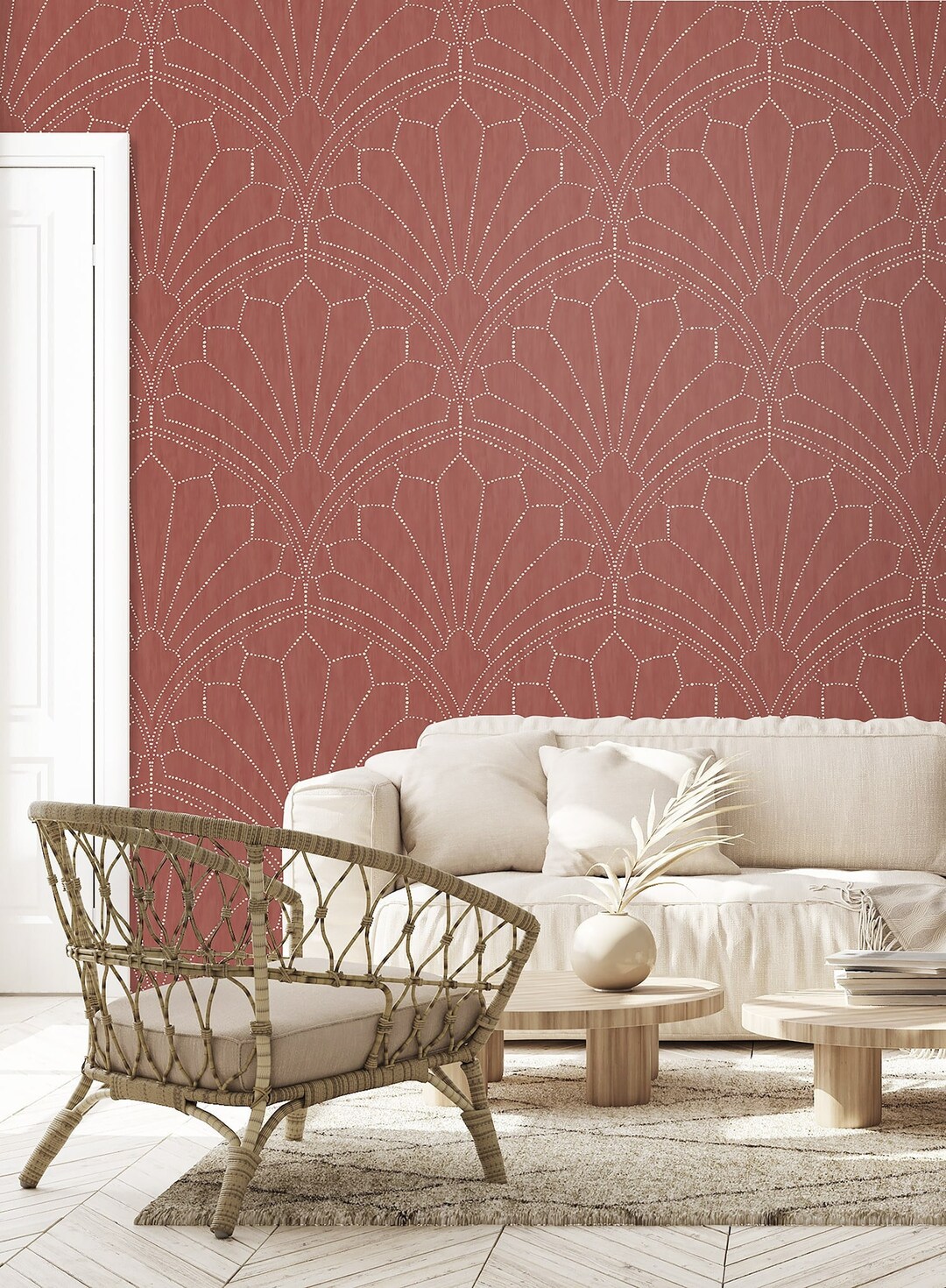 Bohemian Wallpaper | Boho Wallpaper | Geometric Wallpaper | Red ...