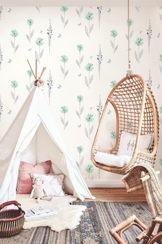 Wallpaper Flower Wallpaper Spring Wallpaper Illustration | Etsy