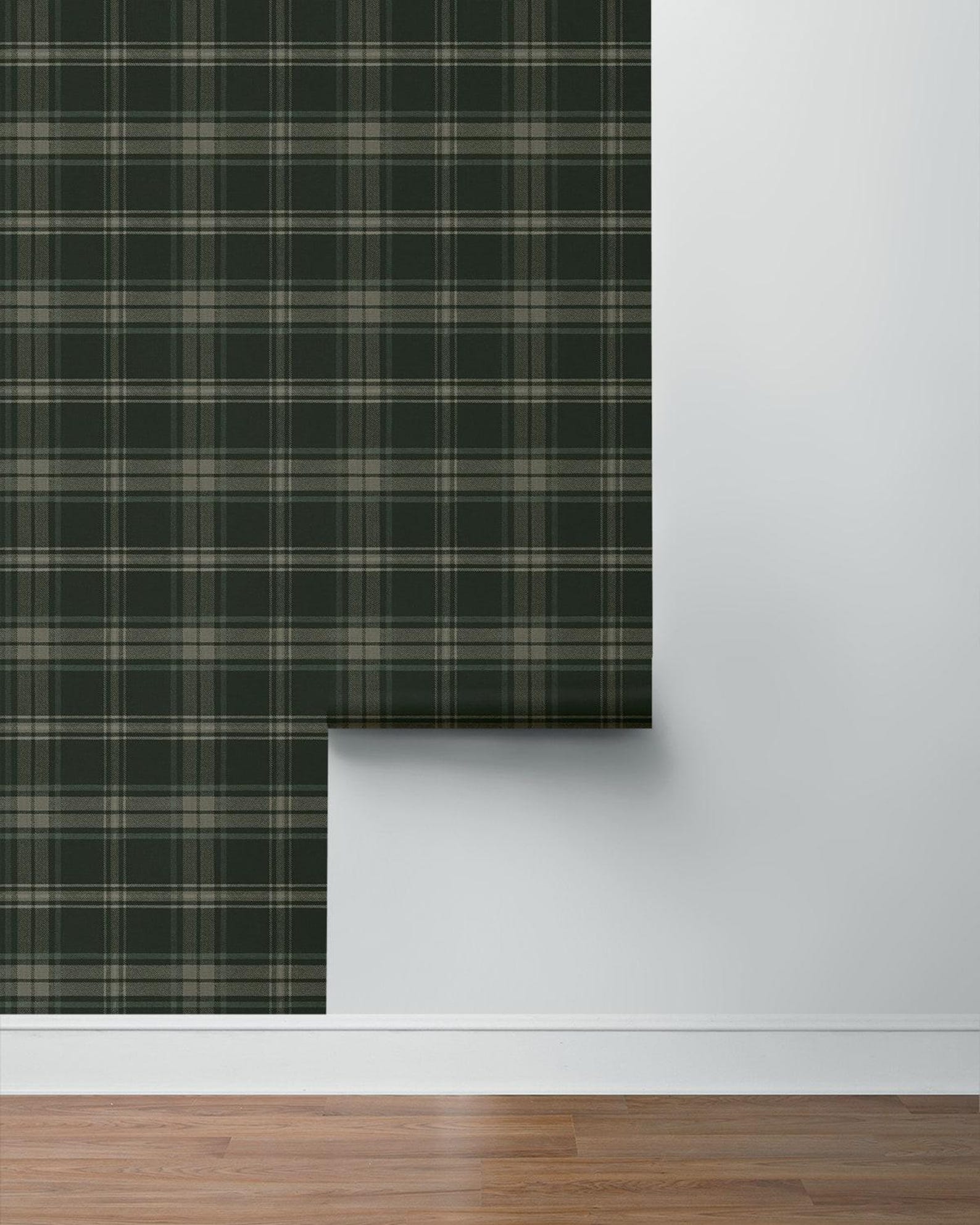 Prepasted Wallpaper Plaid Wallcovering Traditional Moody Striped Wall ...