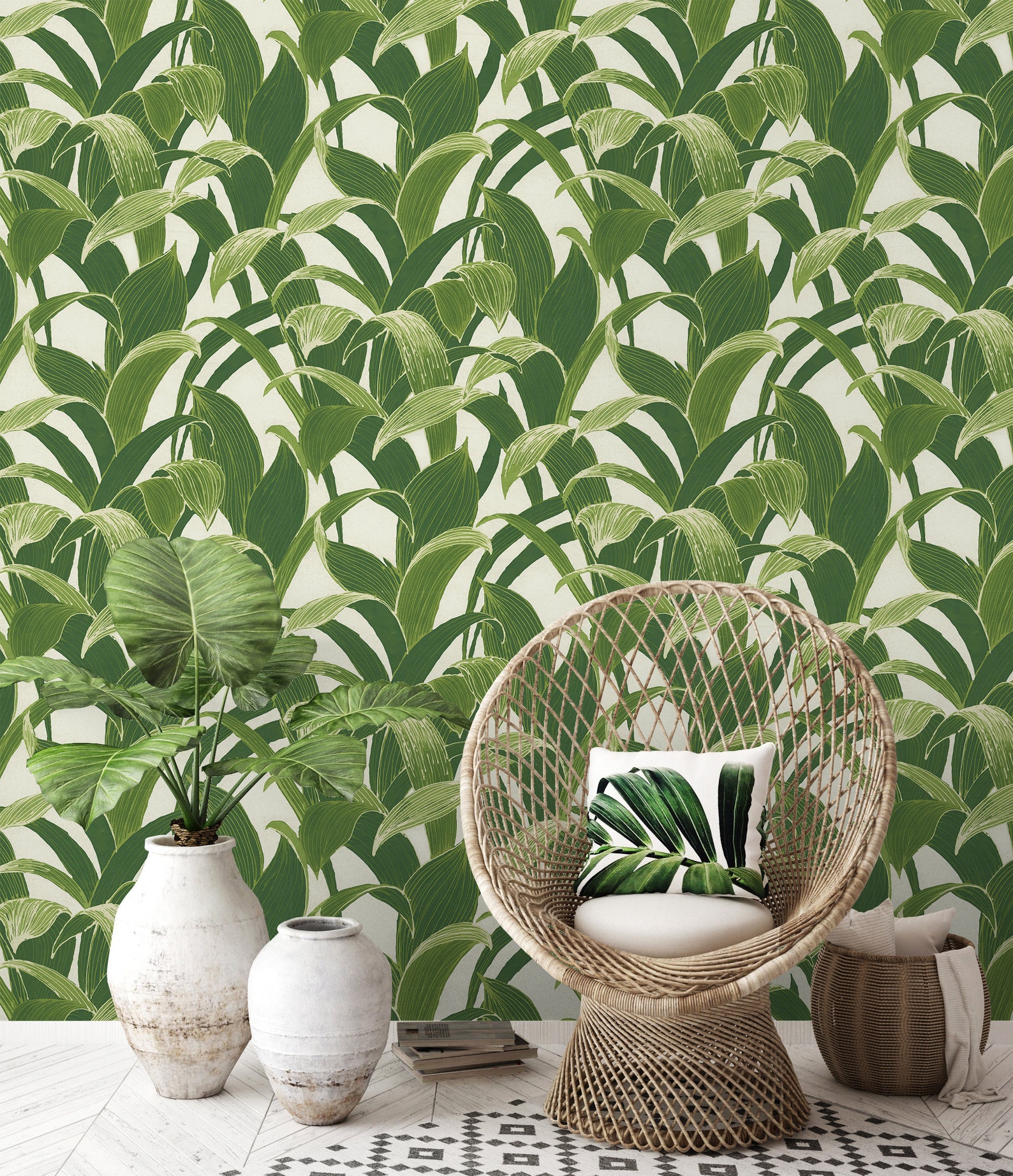 Peel and Stick | Green Wallpaper | Wallpaper | Banana Leaf Wallpaper ...