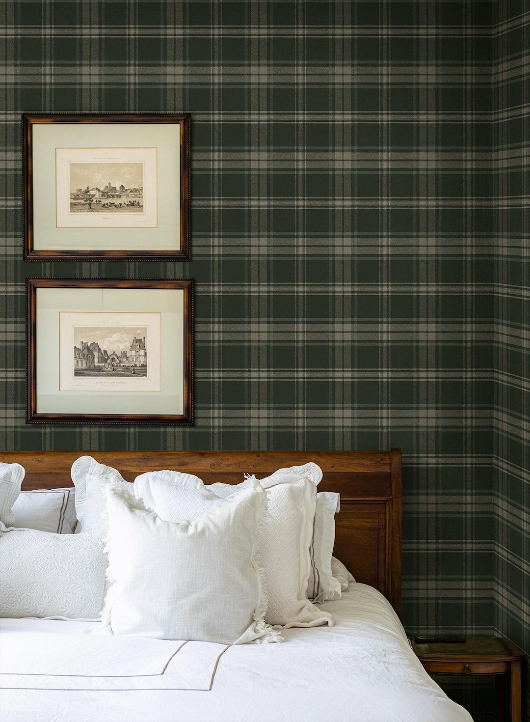 Prepasted Wallpaper Plaid Wallcovering Traditional Moody Striped Wall ...