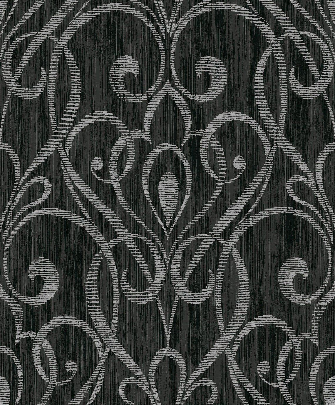 Wallpaper Damask Wallpaper Black Wallpaper Metallic | Etsy