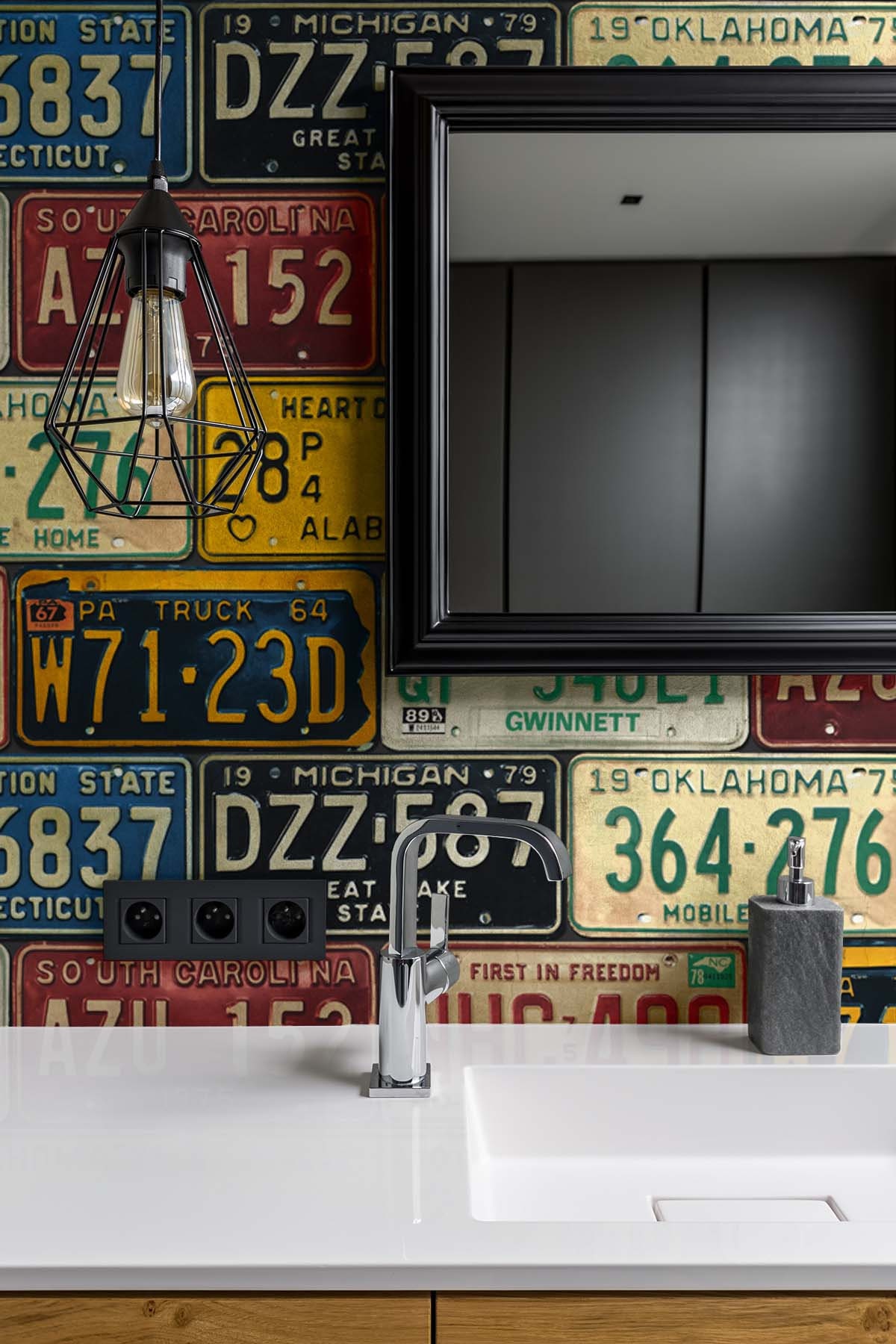 License Plate Peel and Stick Wallpaper Novelty Self Adhesive Renter ...