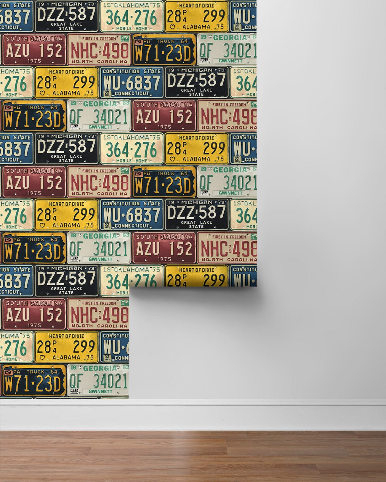 License Plate Peel and Stick Wallpaper Novelty Self Adhesive Renter ...