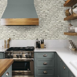 Prepasted Wallpaper Faux Brick Rustic Wallcovering Grey Industrial Wall ...