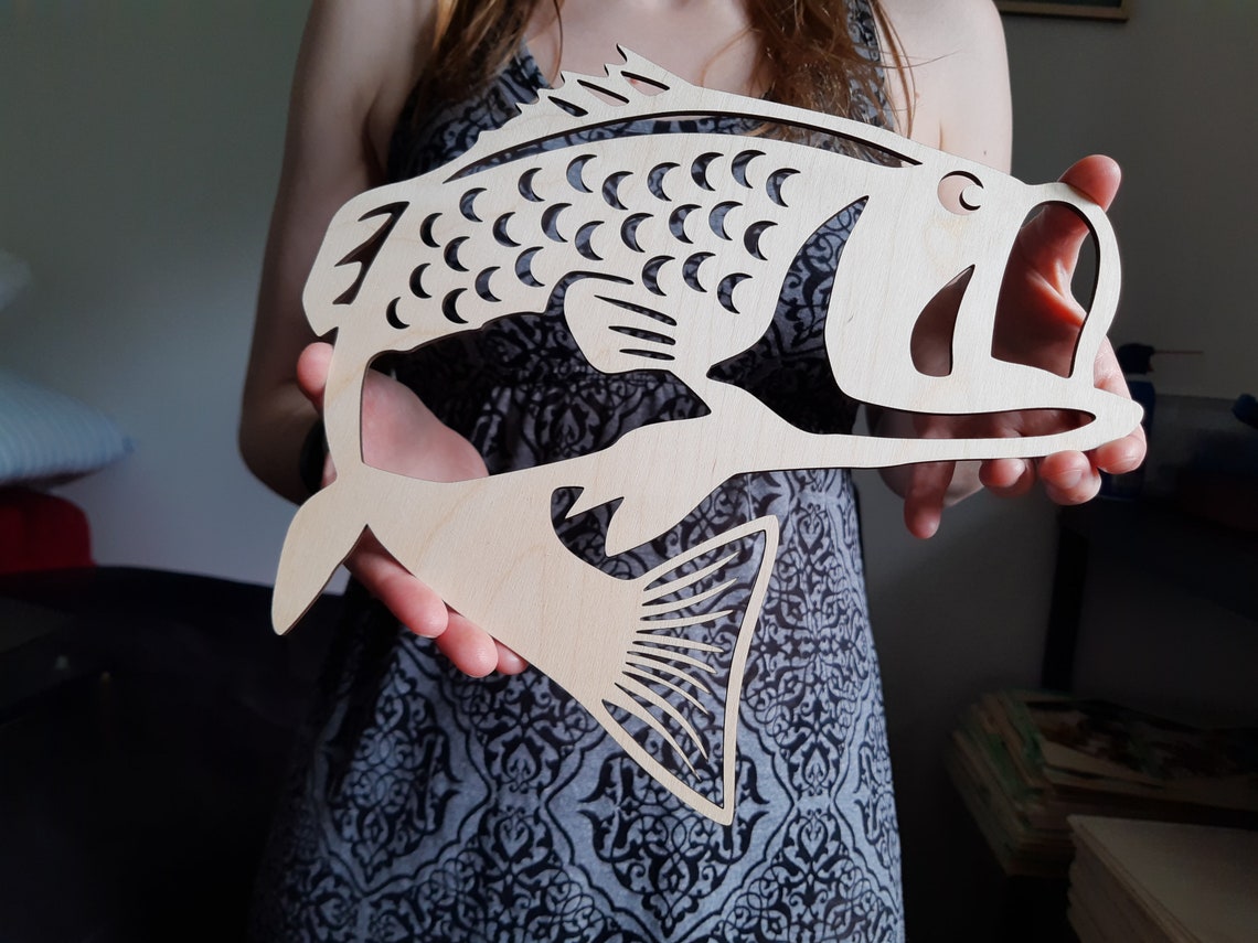 Wood Bass Laser Cut Wall Art Fishing Lake Cottage Camp | Etsy