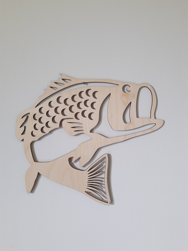 Wood Bass Laser Cut Wall Art Fishing Lake Cottage Camp | Etsy