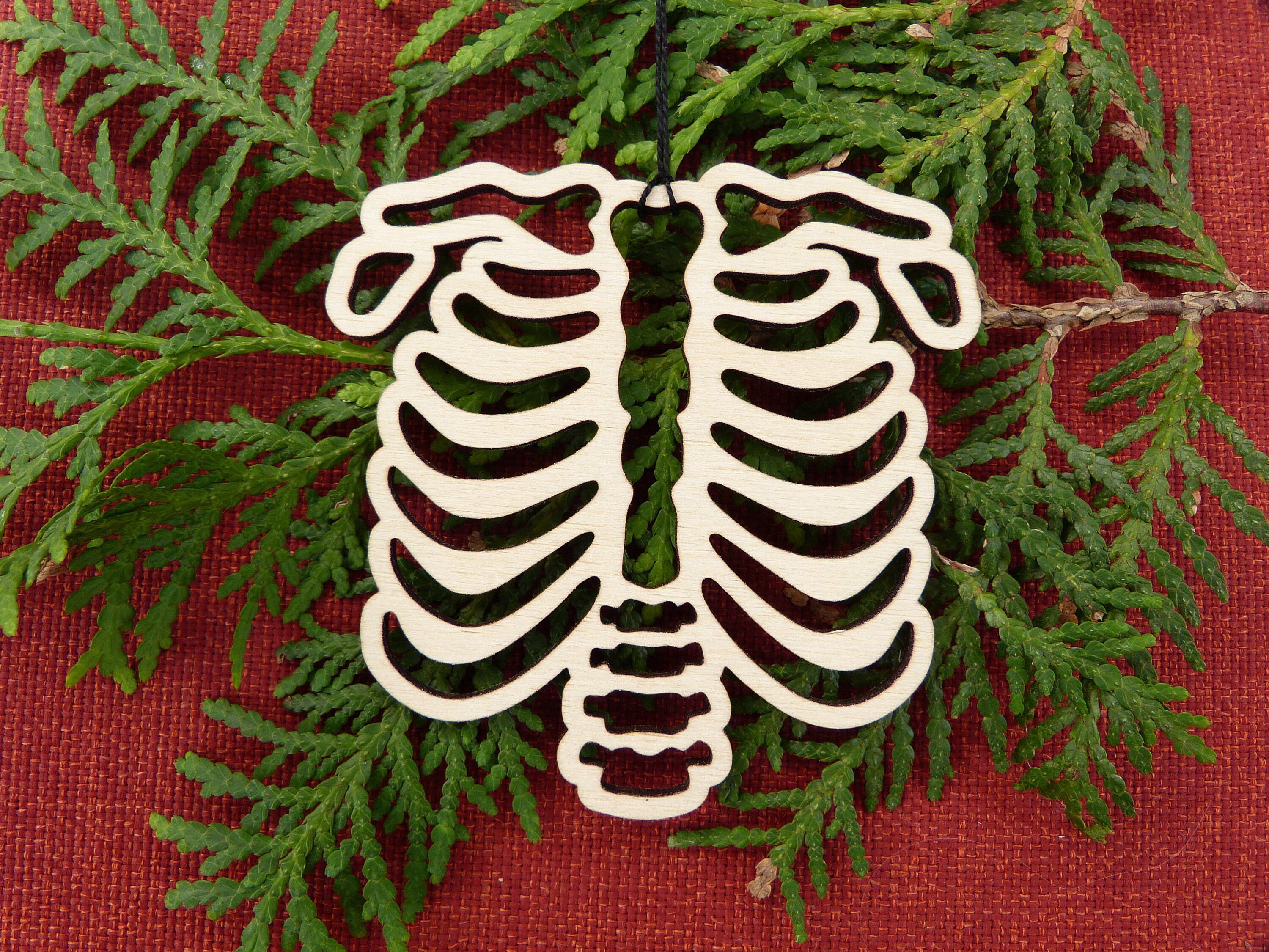 Rib Cage ornament laser cut baltic birch anatomy science | Etsy