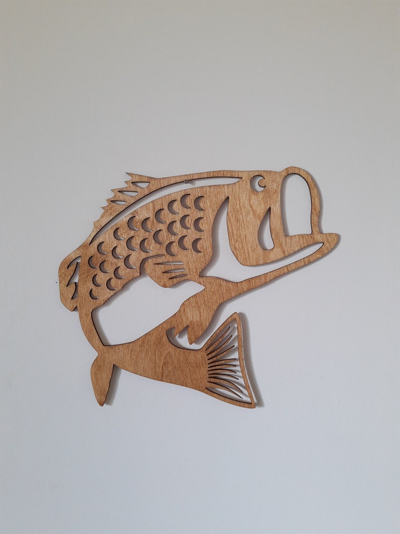 Wood Bass Laser Cut Wall Art Fishing Lake Cottage Camp | Etsy