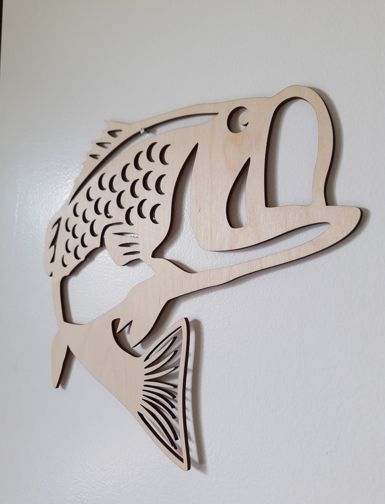 Wood Bass Laser Cut Wall Art Fishing Lake Cottage Camp | Etsy