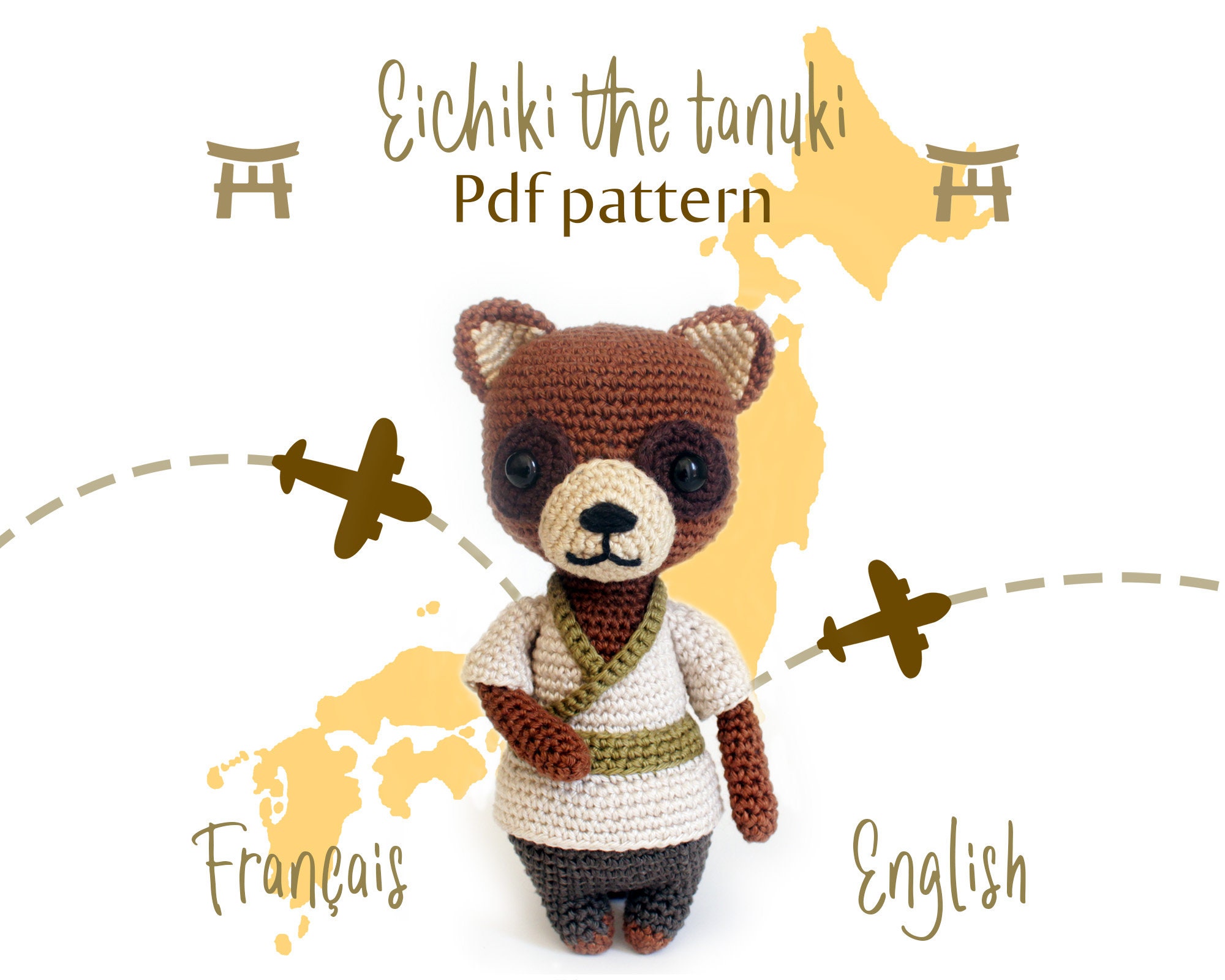 Eichiki the Tanuki Amigurumi Pattern / Diy Crochet Doll | Etsy