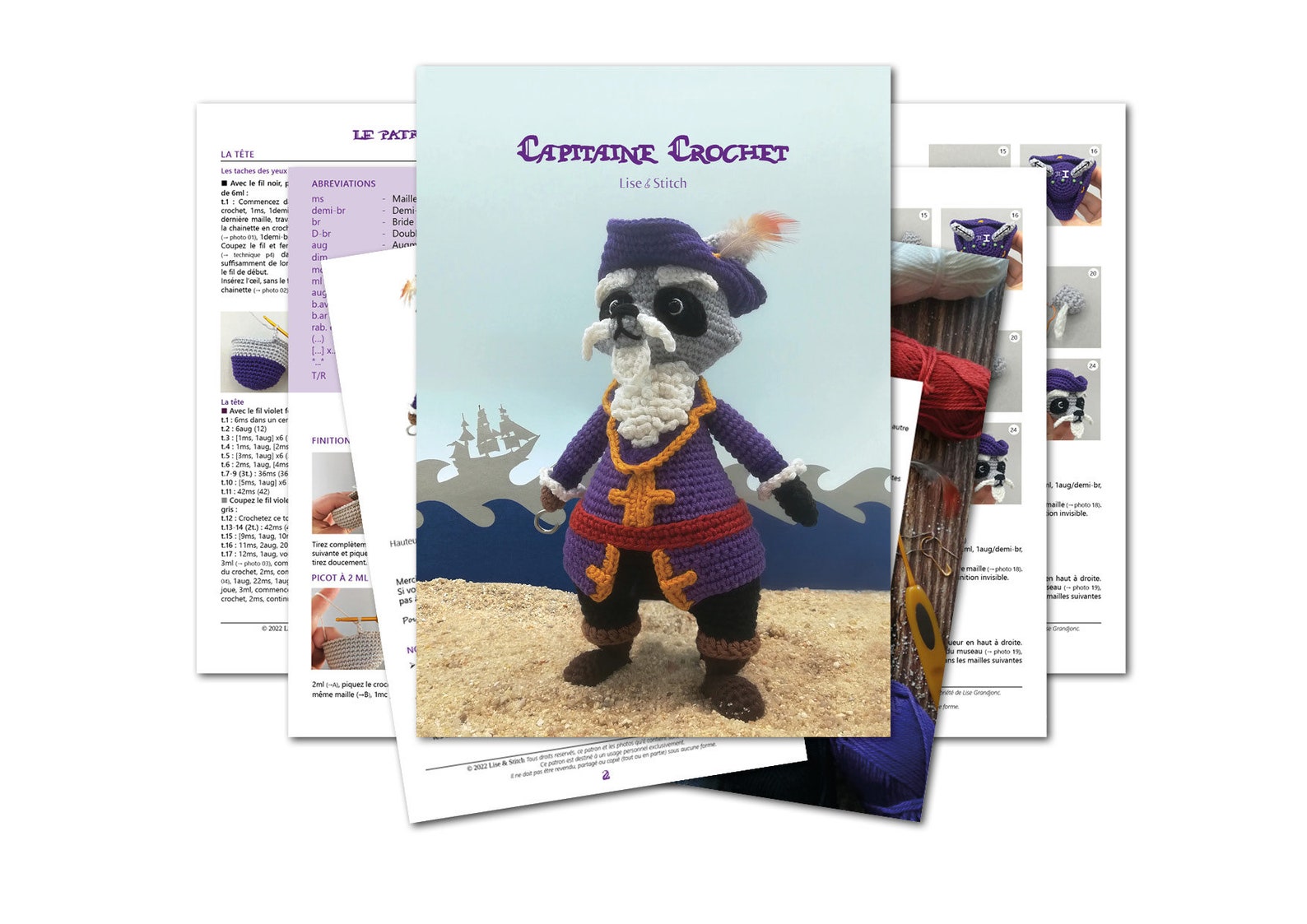 Crochet Pattern Captain Hook Pirate Racoon Amigurumi Pdf - Etsy