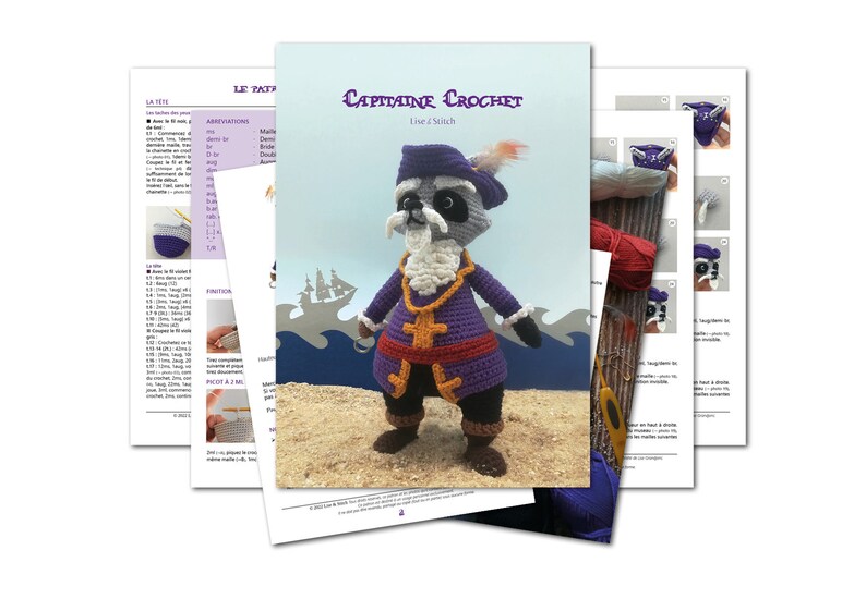 Crochet Pattern Captain Hook, Pirate Racoon Amigurumi Pdf Digital ...