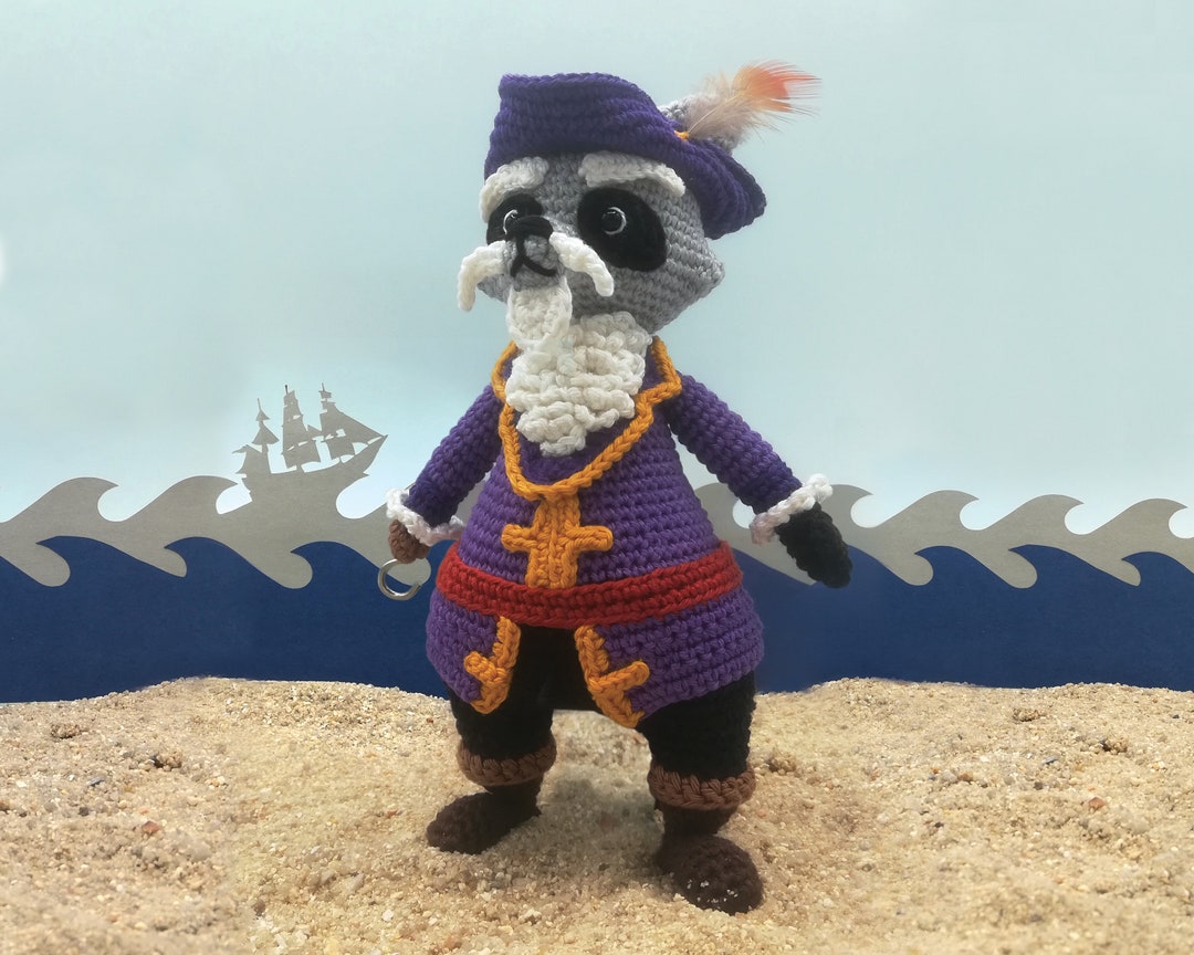 Crochet Pattern Captain Hook, Pirate Racoon Amigurumi Pdf Digital ...