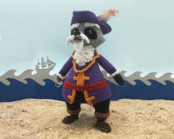 Crochet Pattern Captain Hook Pirate Racoon Amigurumi Pdf - Etsy