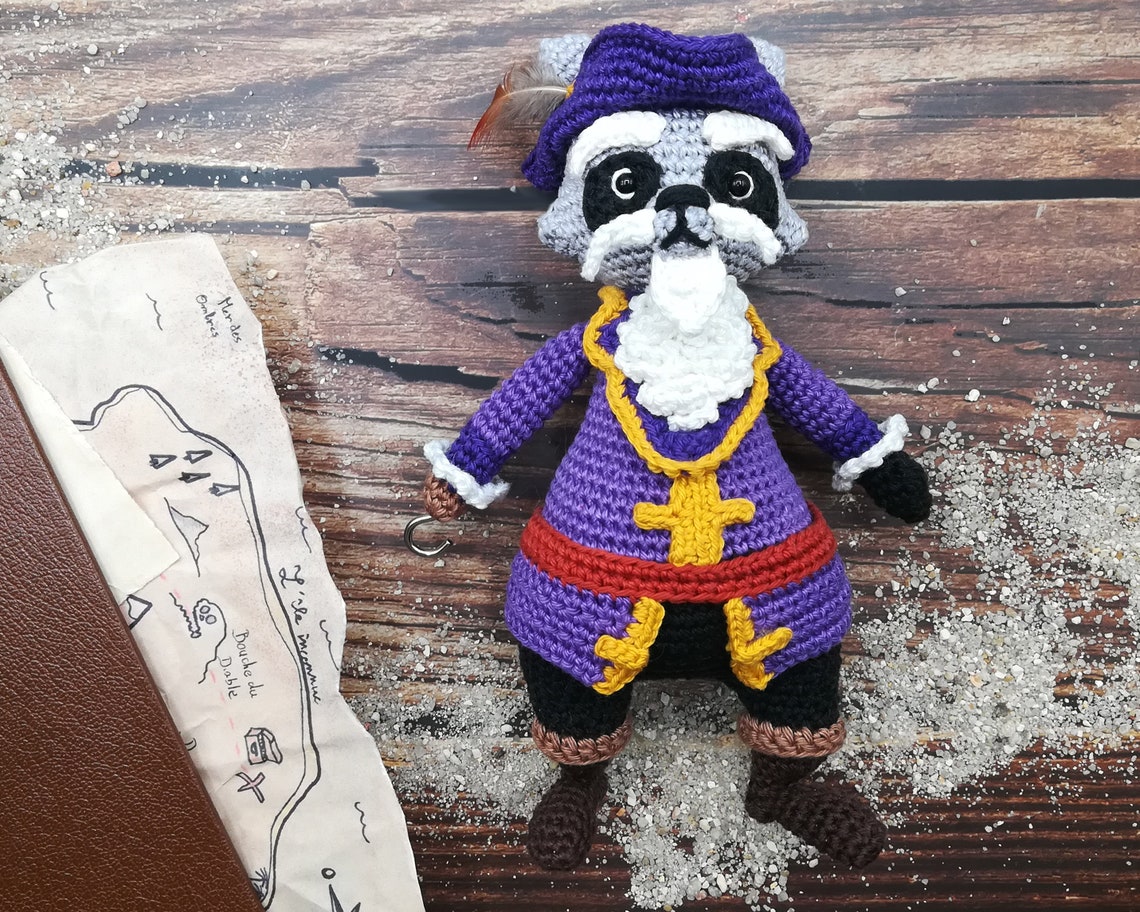 Crochet Pattern Captain Hook Pirate Racoon Amigurumi Pdf - Etsy