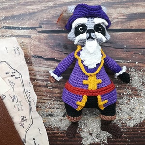 Crochet Pattern Captain Hook, Pirate Racoon Amigurumi Pdf Digital ...