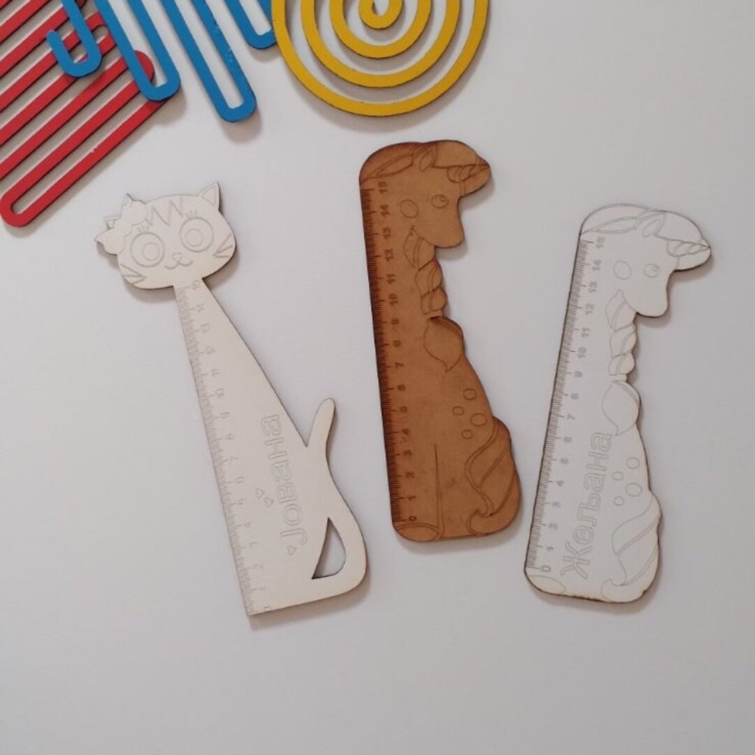 Laser Cut Wooden Ruler for Kids School Teacher Svg, Dxf, Pdf, Cat Shape ...