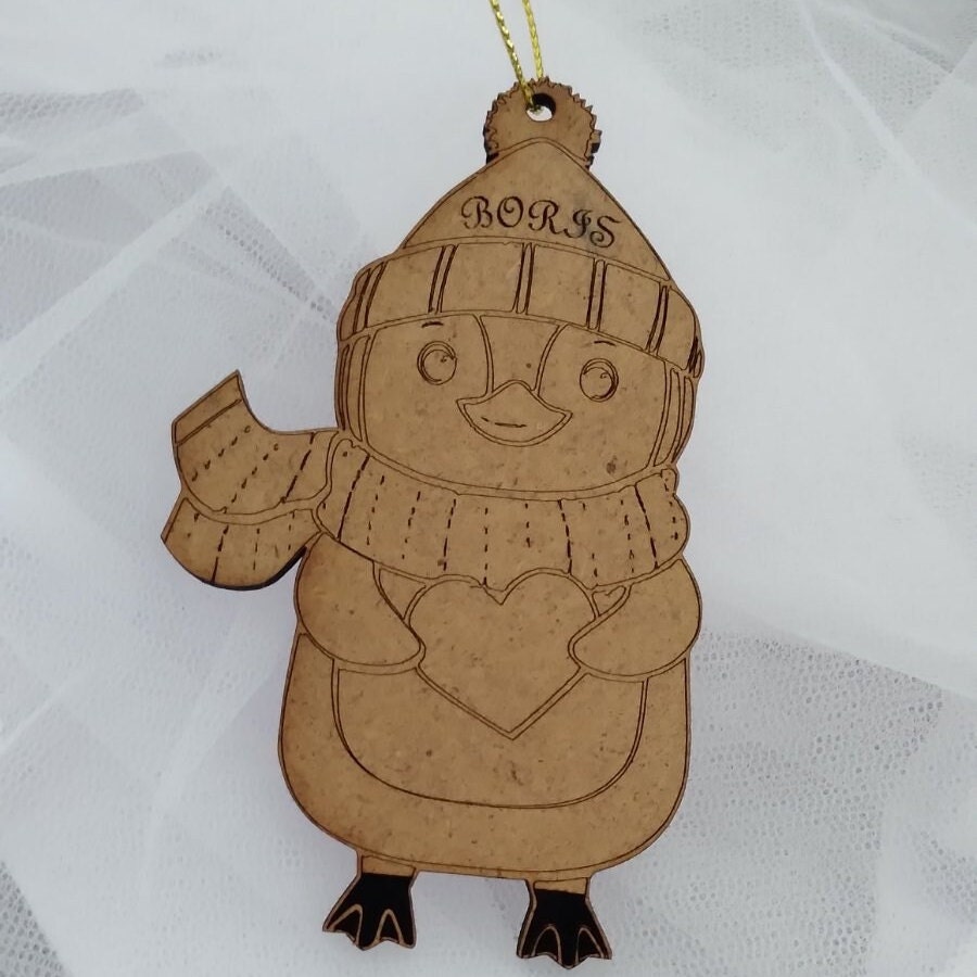 Penguin Laser Cut Ornament. Penguin Template, Christmas Tree Ornament ...
