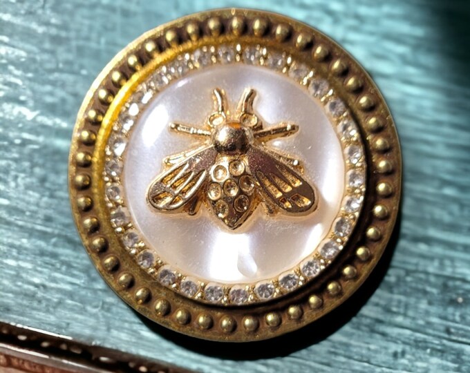 Vintage Gold Pearl Bee Bumble Honey Queen Cabinet Drawer Knob Pulls / Bifold Closet Door Knobs ...