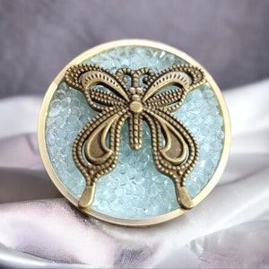 Sparkling Golden Iridescent Butterfly Cabinet Drawer Bifold Closet Door Knob Pull Handles ...