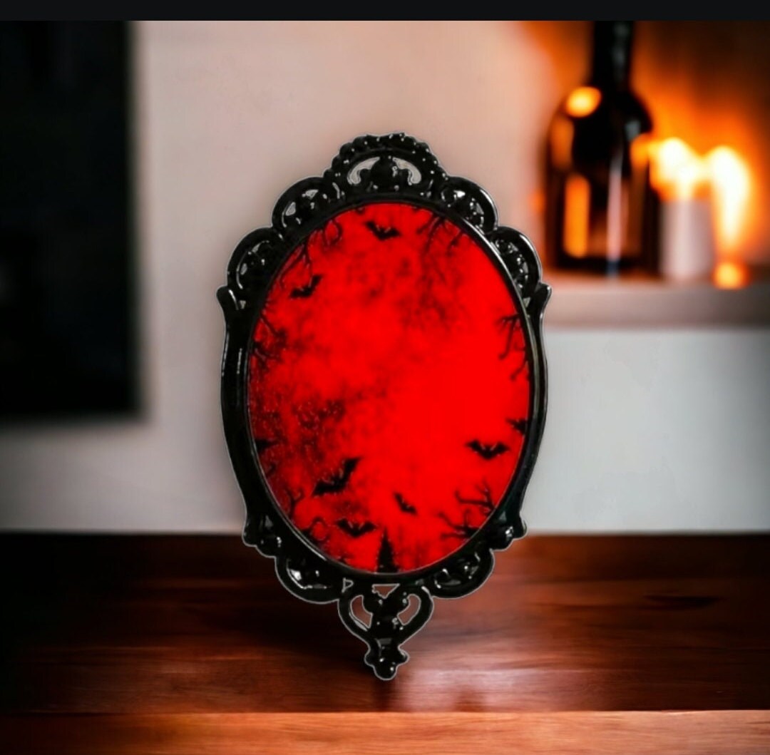 Bat Scarlet Red Blood Moon Vampire Bats Altar Gothic Cabinet - Etsy