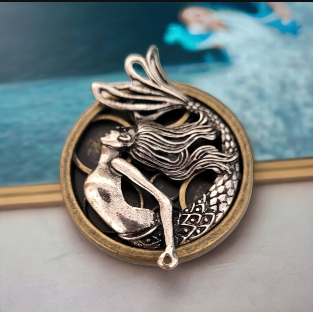 Vintage Golden Bronze Silver Nude Nautical Coastal Beach Mermaid ...