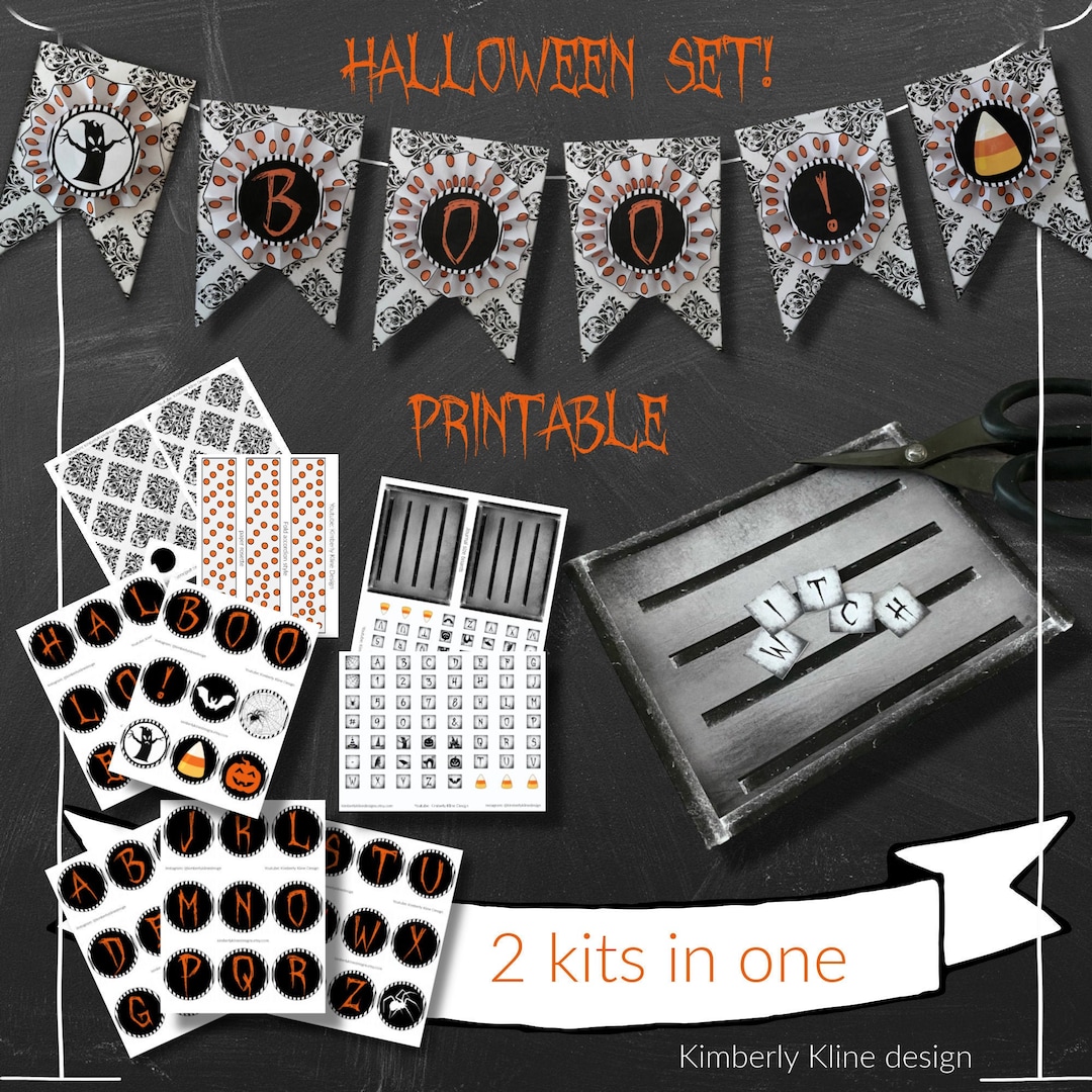 Printable Banner, Halloween, Paper Craft, Word Board, Junk Journal ...