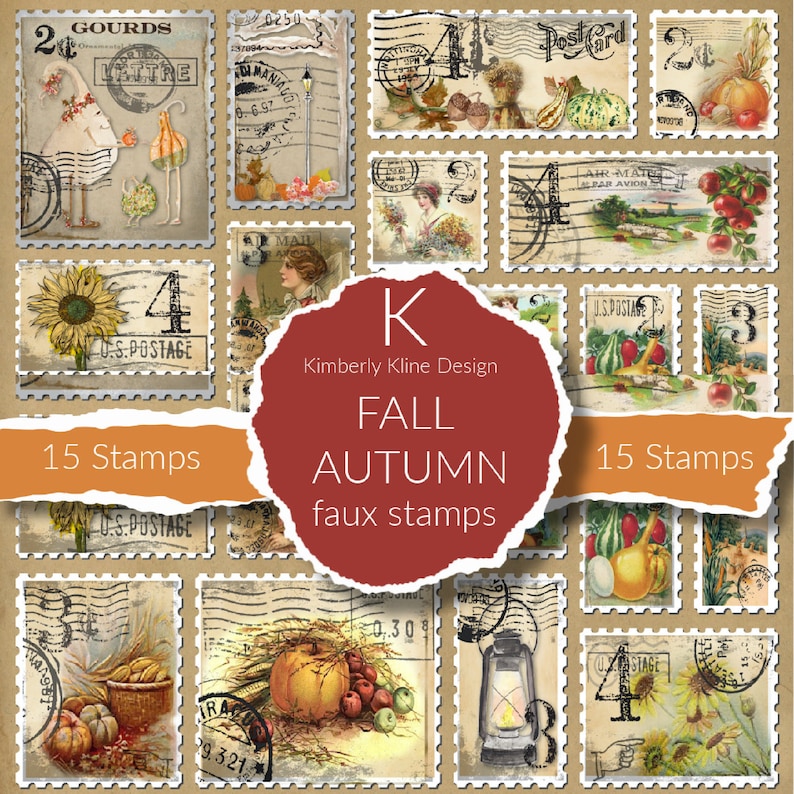 Junk Journal, Fall, Faux Stamps, Autumn, Scrapbook, Card Making, Paper ...