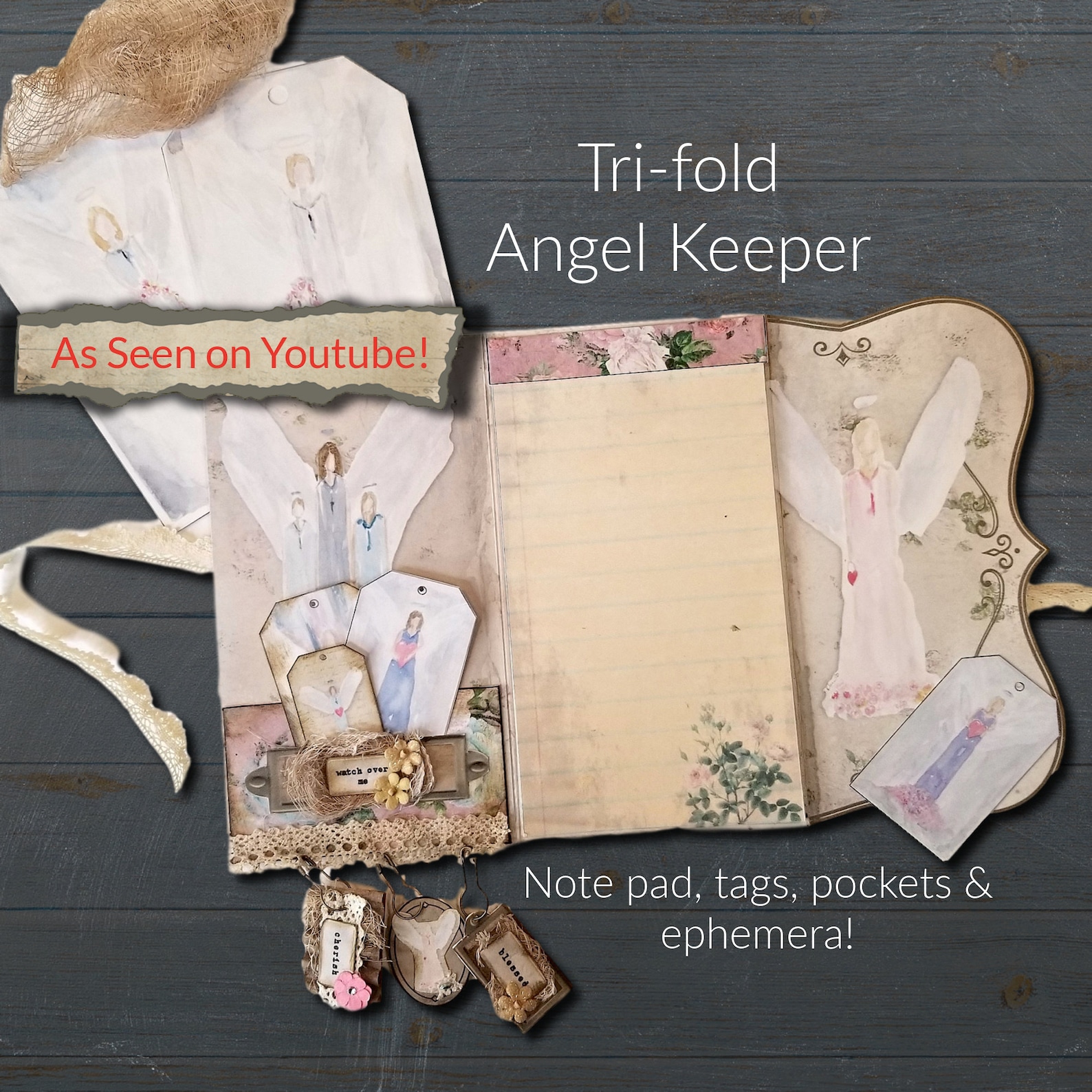 Junk Journal, Angel Keeper, Angels, Tags, Pockets, Notepad, Scrapbook ...