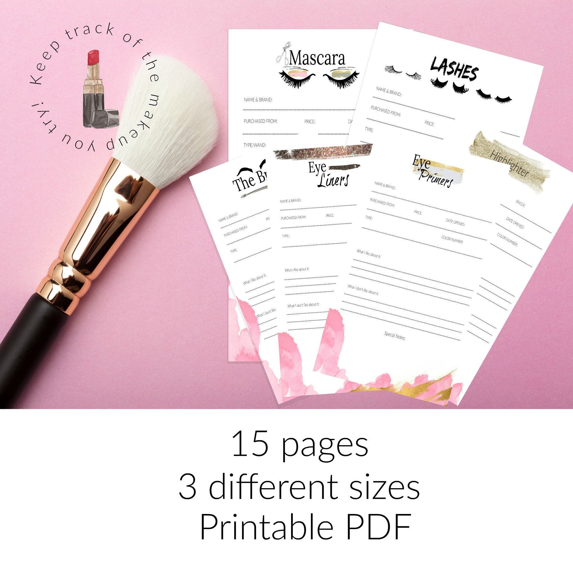 Printable Download// Makeup Cosmetics Organization // Printable Kit ...