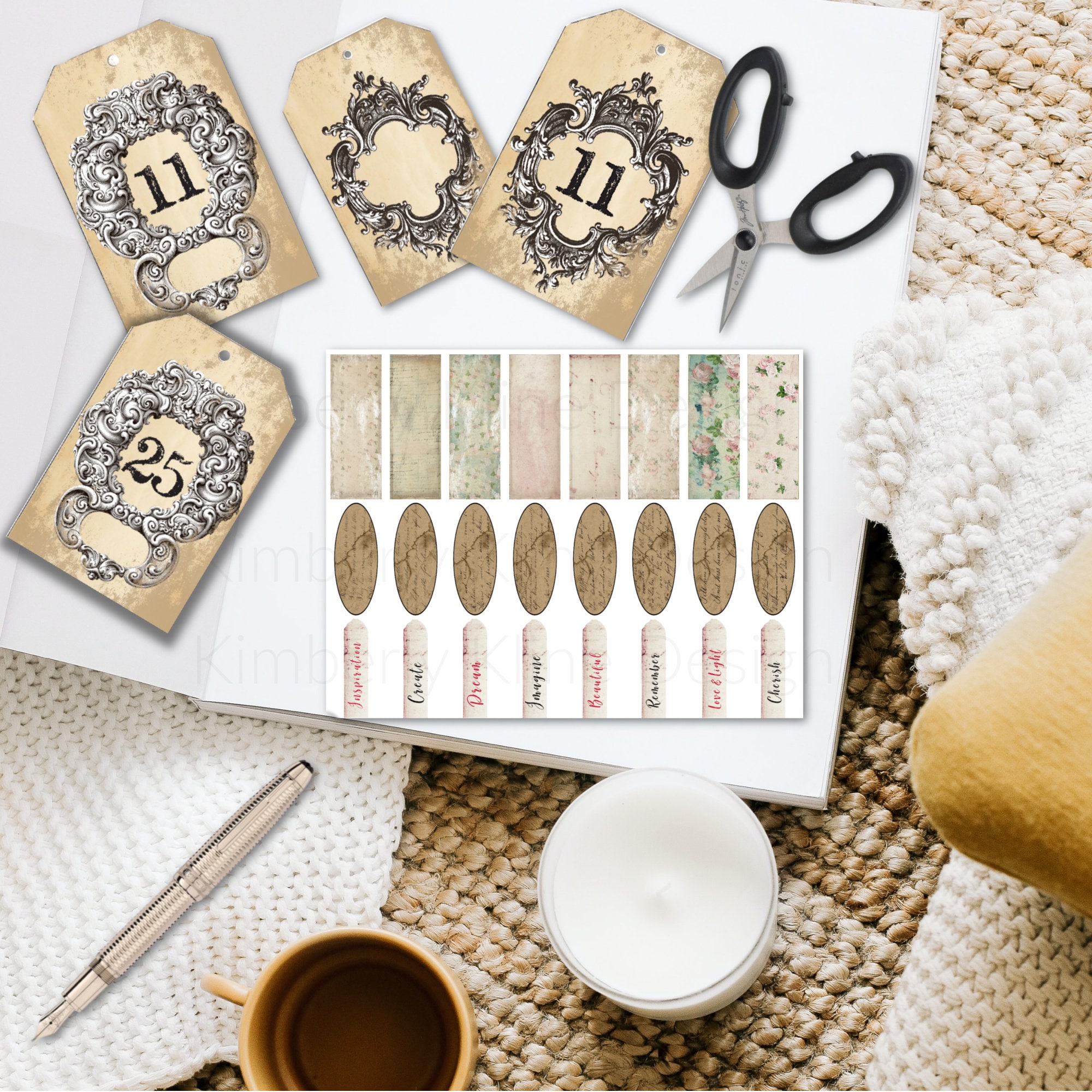 Junk Journal, Vintage Numbers, Printable, Scrapbook Paper, Numbers ...