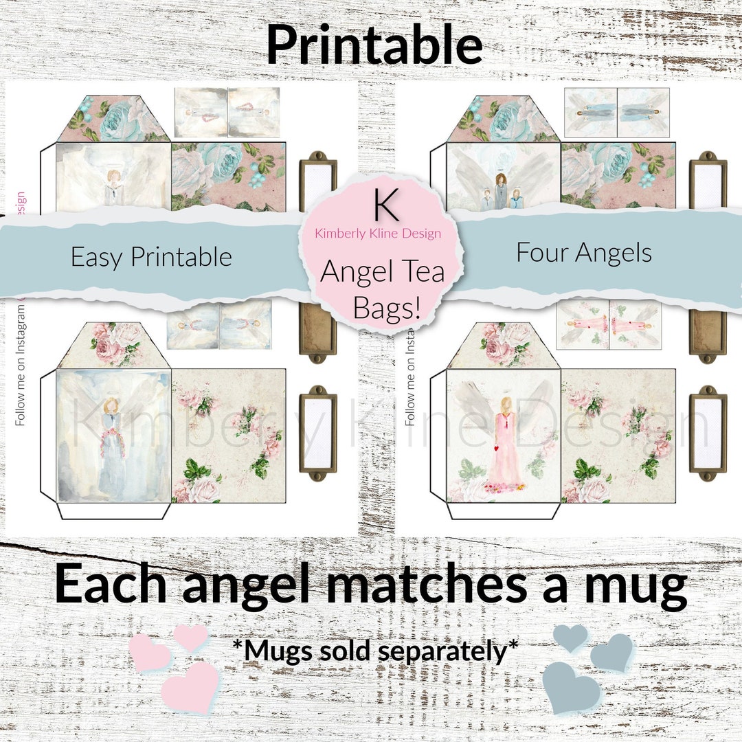 Junk Journal, Printable Tea Bag Holders, Angels, Tea, Gift, Tea Bag ...