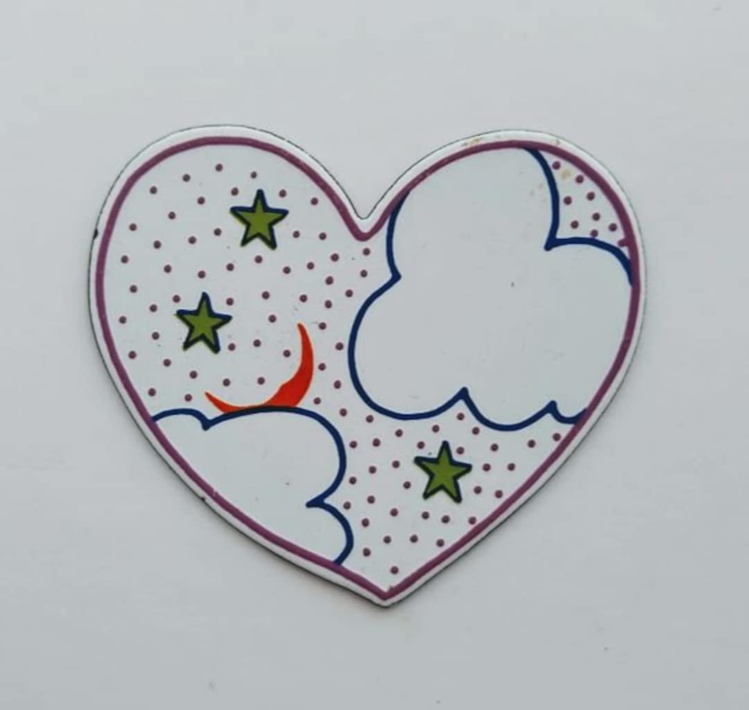 HEART Shaped With Starts and Clouds and Crescent Moon Peeking Out. - Etsy