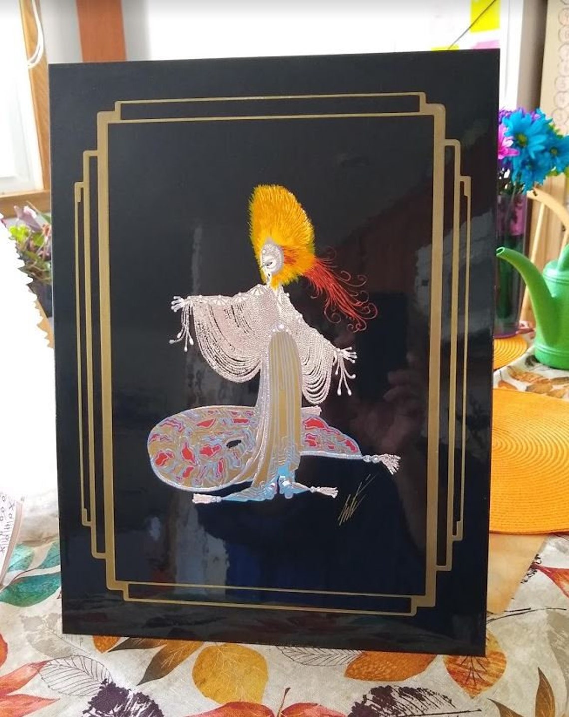 ERTE - L'ORIENTAL LADY - Pearl Mask Orange Feathers - Headresss ...