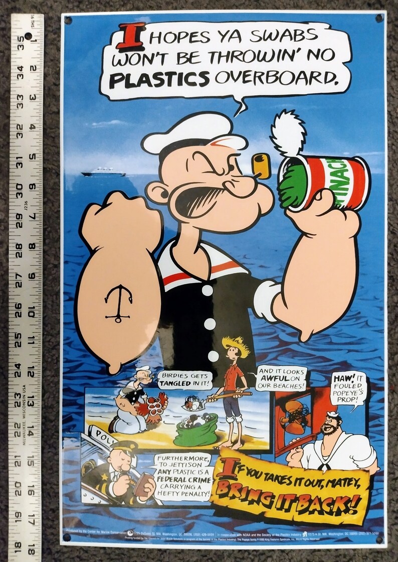 POPEYE PLASTICS Don't Be Throwin Plastics Overboard 1981 - Etsy