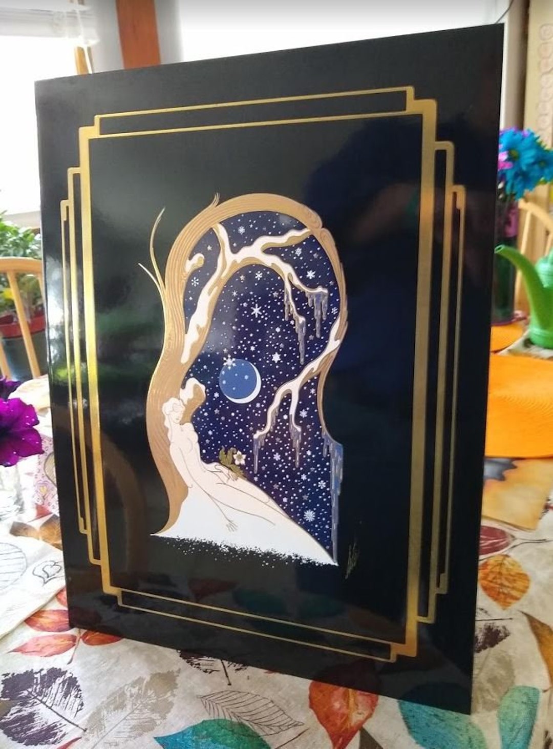 Erté Winter Serigraph Print – Woman Sleeping Under Starry Sky ...