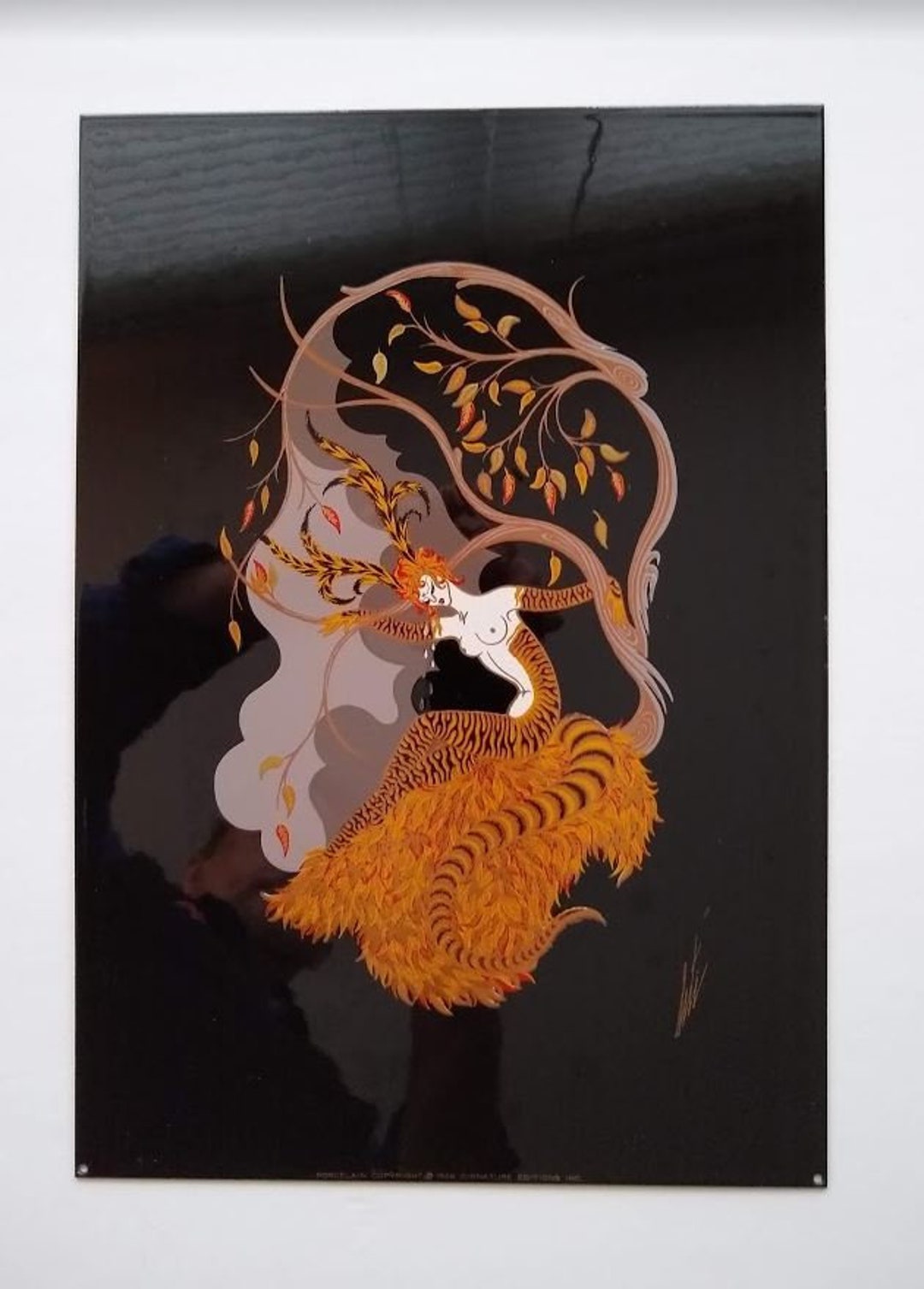 ERTE - FOUR Seasons - FALL - Bare Breasted Tiger Woman With Fall Leaves ...